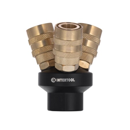 Intertool Air Splitter Manifold, 3-Way, Round, Brass Couplers PT08-1853 | Zoro